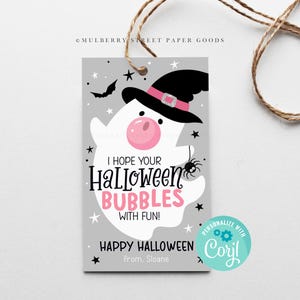 Halloween Bubbles Gift Tag Printable Cute Ghost Bubble Gum Halloween ...