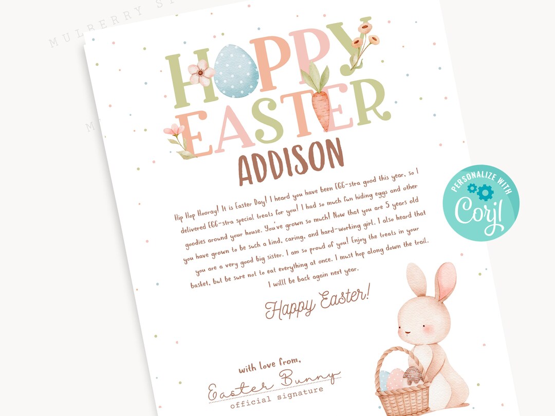 Letter From the Easter Bunny Printable, Happy Easter Letter From the ...