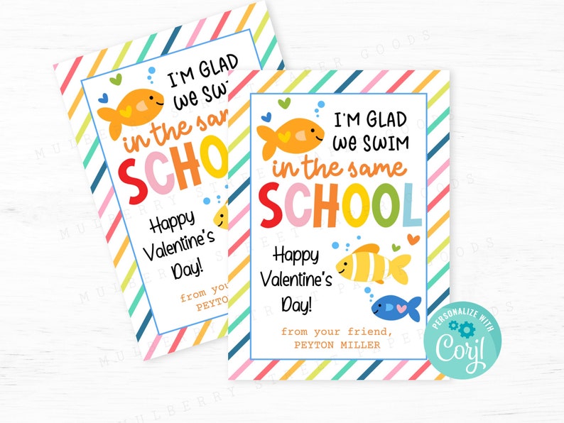 Printable I'm Glad We Swim in the Same School - Etsy