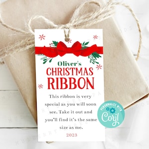 Christmas Ribbon Ornament Tag Printable, Kids Christmas Ribbon ...