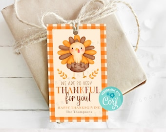 Personalized THANKSGIVING Favor Tags Thankful for You Gift - Etsy