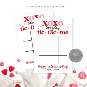 Let's Play Tic Tac Toe Valentine Card Printable Classroom Valentines ...