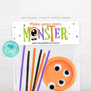 Halloween Make Your Own Monster Bag Topper Halloween Party Favor Build ...