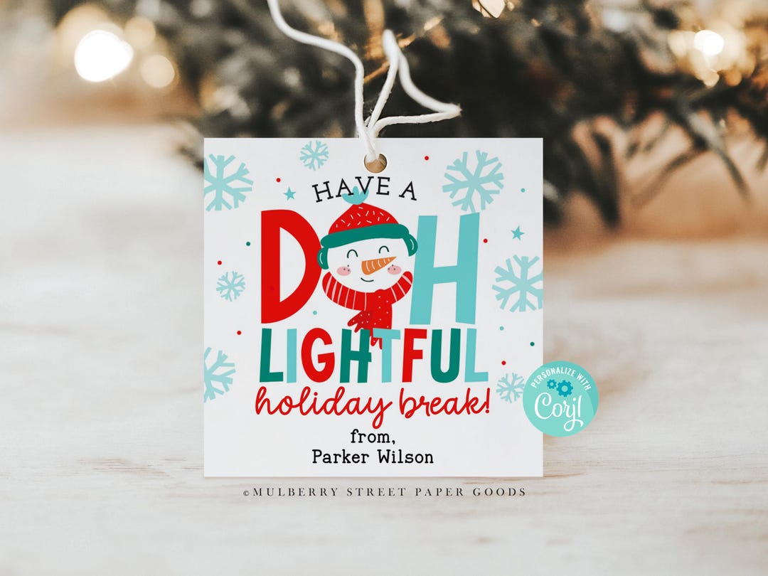 Christmas Play Dough Gift Tag Digital Download Editable Christmas Break ...
