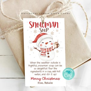 Snowman Soup Gift Tag Digital Download Christmas Hot Cocoa Gift Tag ...