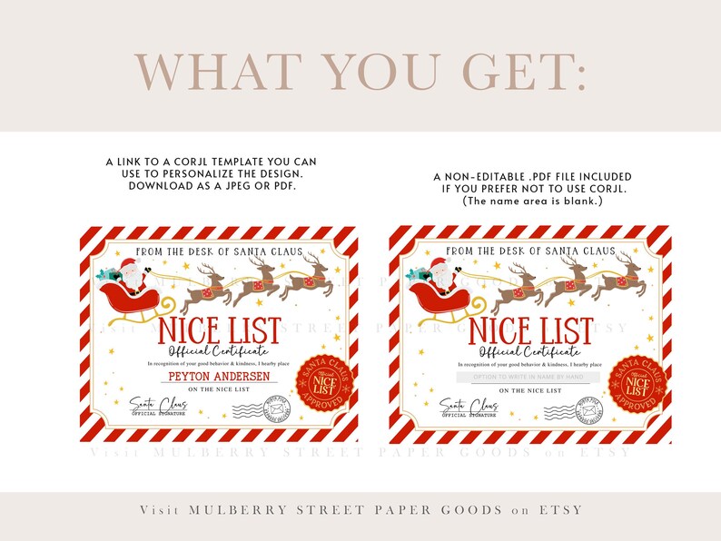 Editable Nice List Certificate Canva Template Personalized Letter From ...