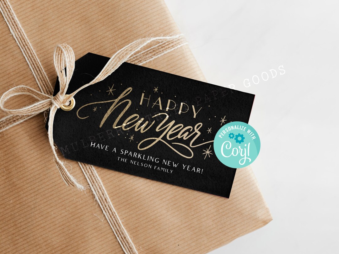 Printable Glam Happy New Year Tag, Instant Download Happy New Year Tag ...