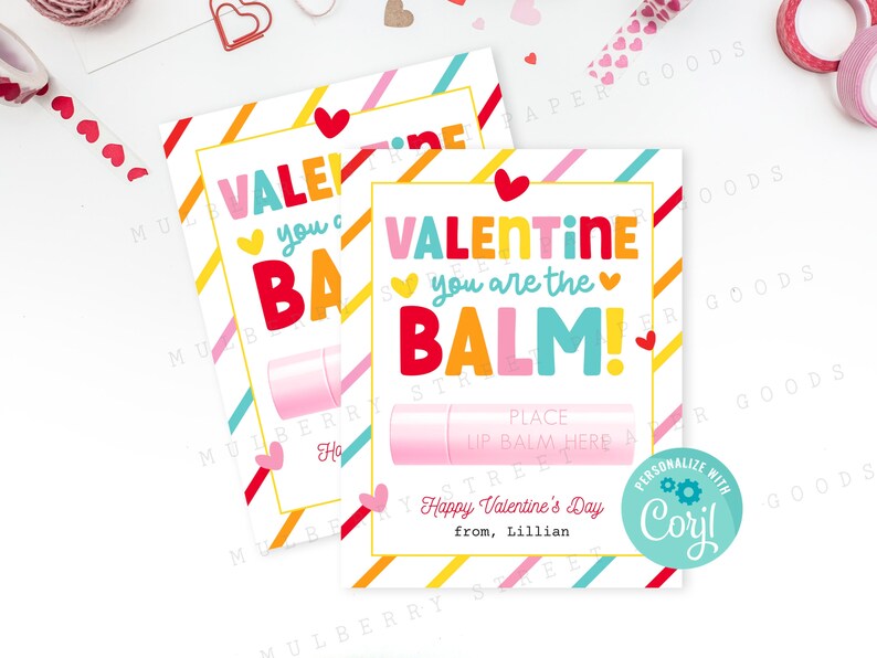 Lip Balm Valentine's Day Card Printable Kids Classroom Chapstick ...