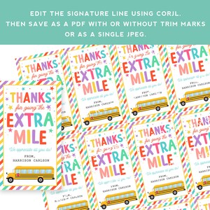 Printable Bus Driver Thank You Gift Tag, Editable Thanks for Going the ...