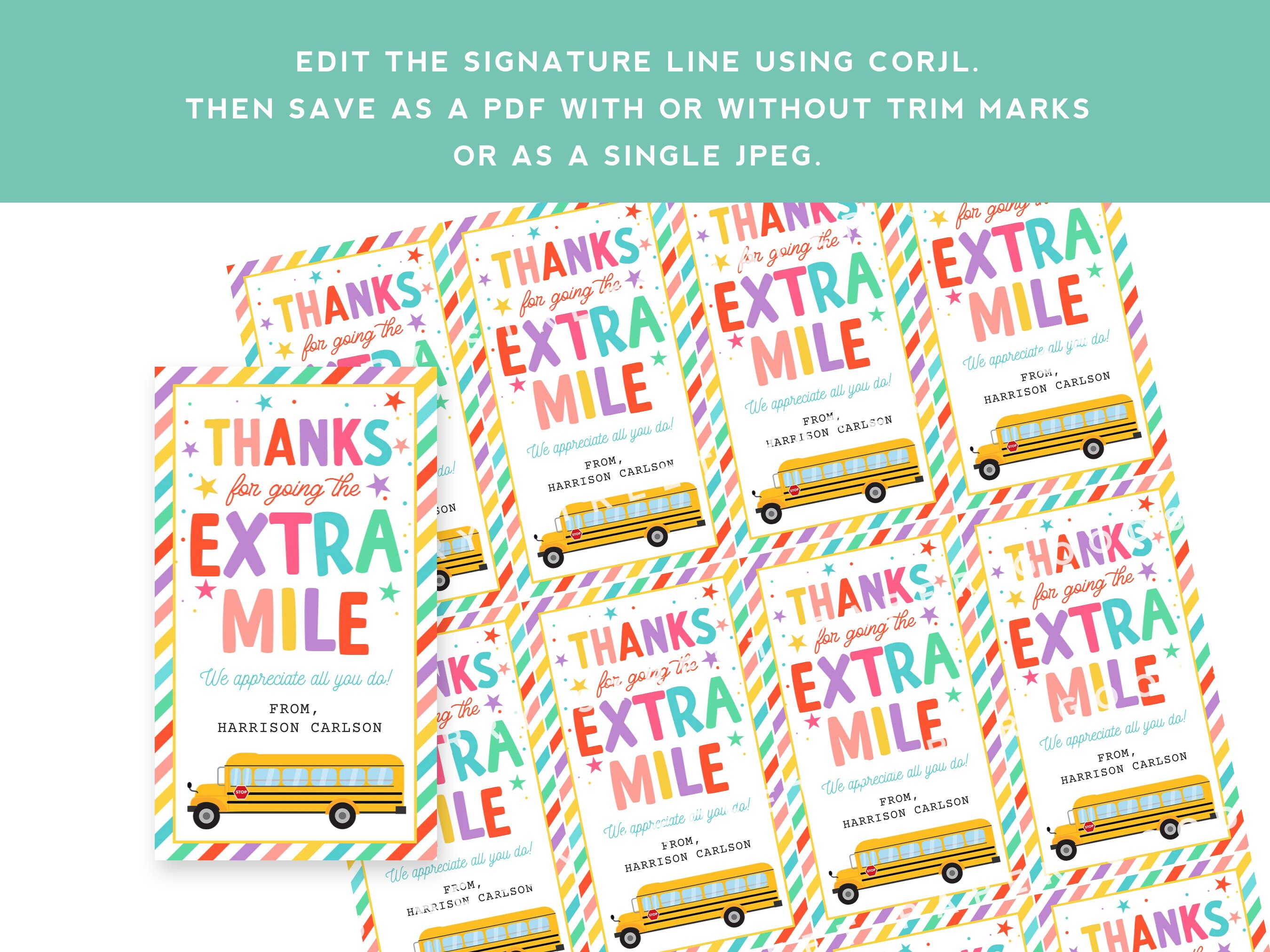 Printable Bus Driver Thank You Gift Tag Editable Thanks for - Etsy