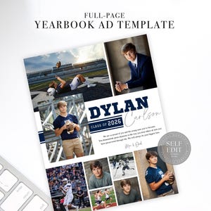 Yearbook Ad Template 2026 Boy - Etsy UK