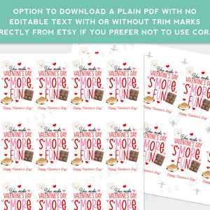 Printable You Make Valentine's Day S'more Fun Gift Tag, School ...