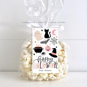Happy Halloween Gift Tag Printable Pink Halloween Party Favors Tag ...