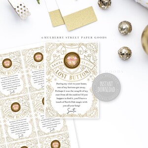 Santa's Lost Button Gift Tag Printable Instant Download Editable Letter ...