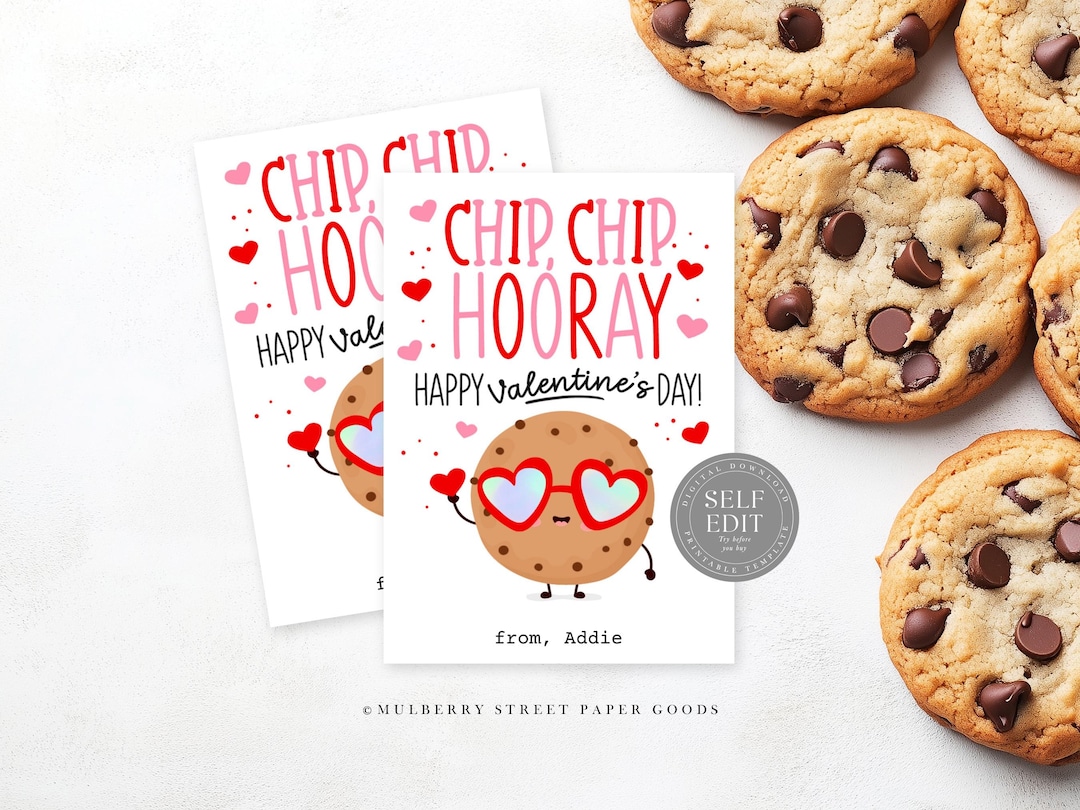 Cookie Valentine Canva Template Chocolate Chip Cookie Valentine's Day ...