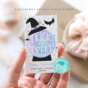 Halloween Gift Tag Printable Pastel Halloween Party Favor Trick or ...