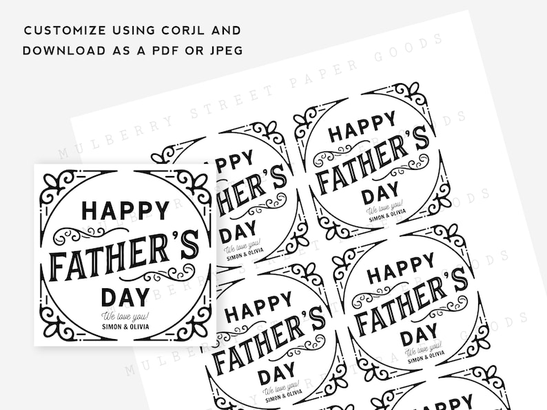 Printable Happy Father's Day Gift Tag, Vintage Inspired Father's Day ...