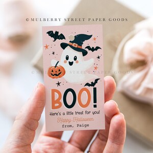 Printable Halloween Treat Tag Pink Halloween Boo Bag Tag Classroom ...