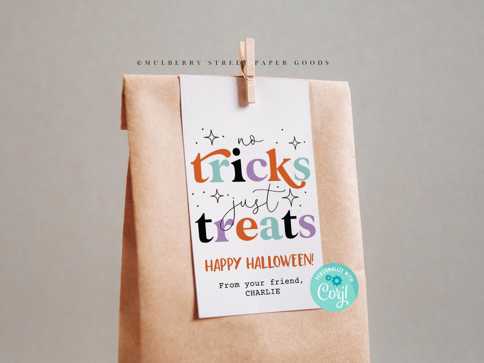 Printable No Tricks Just Treats Happy Halloween Gift Tag, Halloween ...