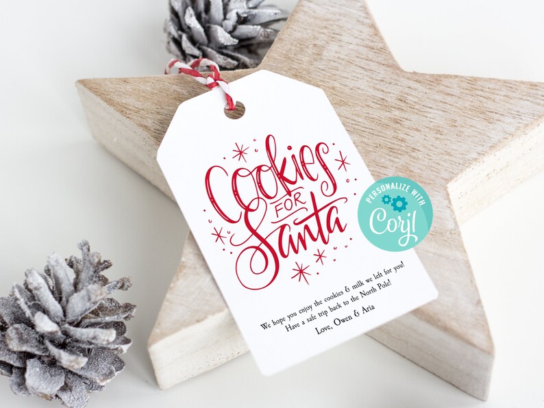 Instant Download Cookies for Santa Gift Tag Customizable - Etsy