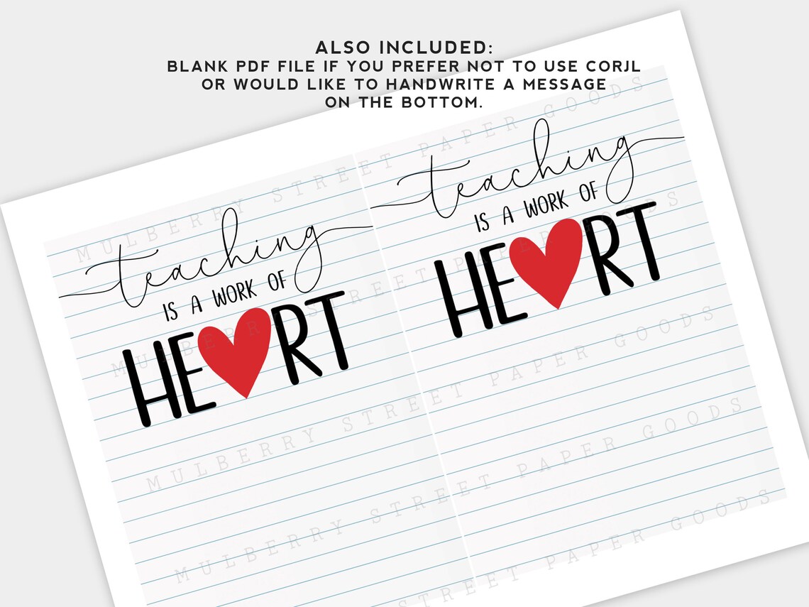 Printable Teaching is a Work of Heart Gift Card Holder - Etsy