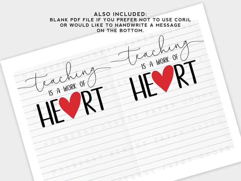 Printable Teaching is a Work of Heart Gift Card Holder, Instant ...