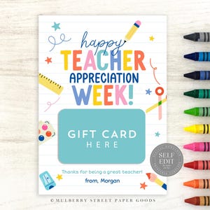 Teacher Appreciation Gift Card Holder Canva Template Teacher ...