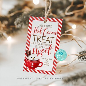 Teacher Hot Cocoa Gift Tag Digital Download Printable Holiday Hot ...