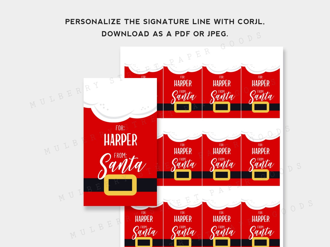 Printable Santa Claus Gift Tag, Editable Christmas Gift Tag ...