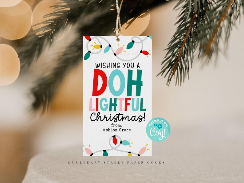 Editable Play Dough Gift Tag Digital Download Doh Christmas Gift Tag ...