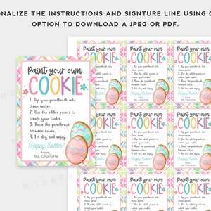 Paint Your Own Easter Cookie Instructions Printable Tag, Easter ...