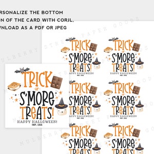Printable Smore Treats Bag Tag, Happy Halloween Gift Bag Tag, Trick or ...