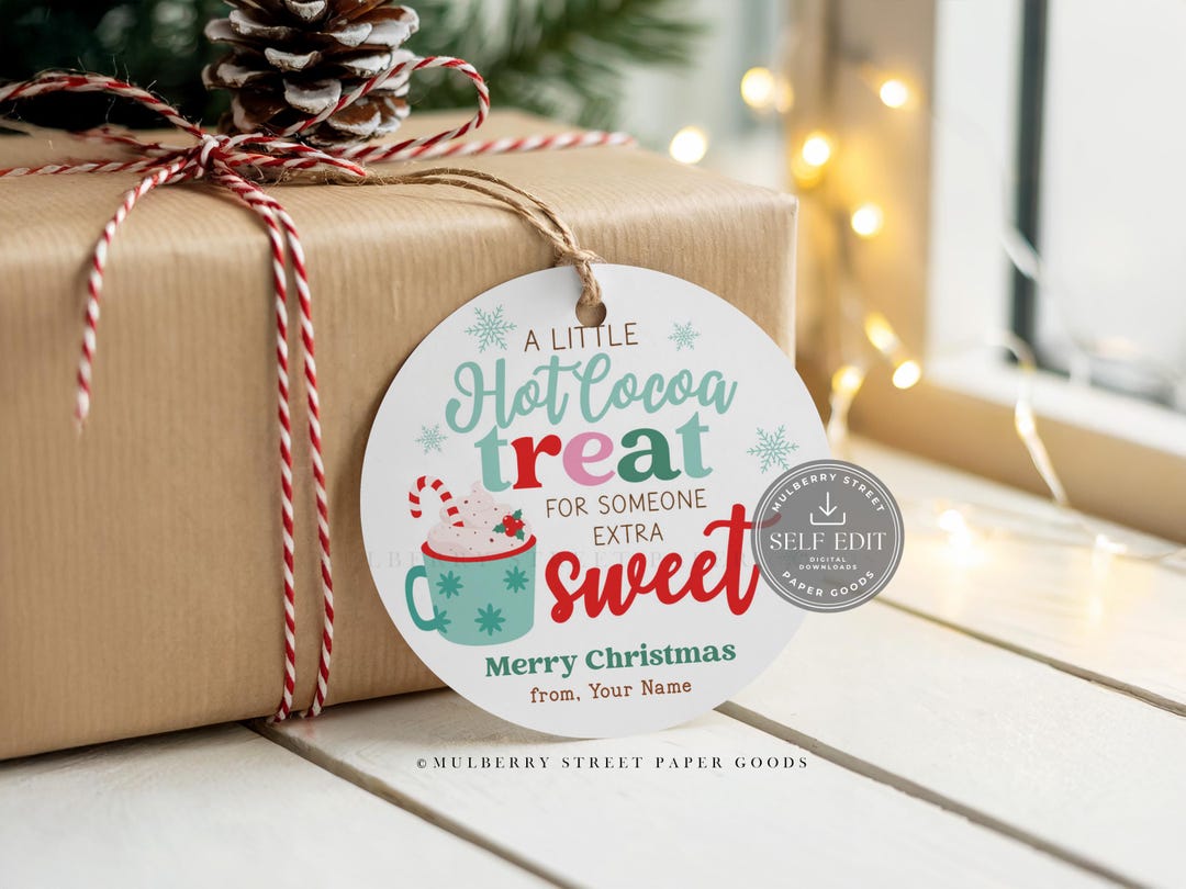 Printable Hot Chocolate Christmas Gift Tag Digital Download Canva ...