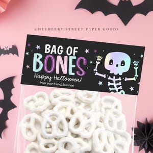 Halloween Bag of Bones Treat Topper Printable Instant Download Trendy ...