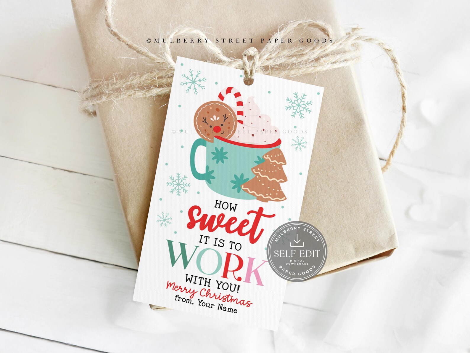 Coworker Christmas Gift Tag Printable Digital Download Canva Template ...