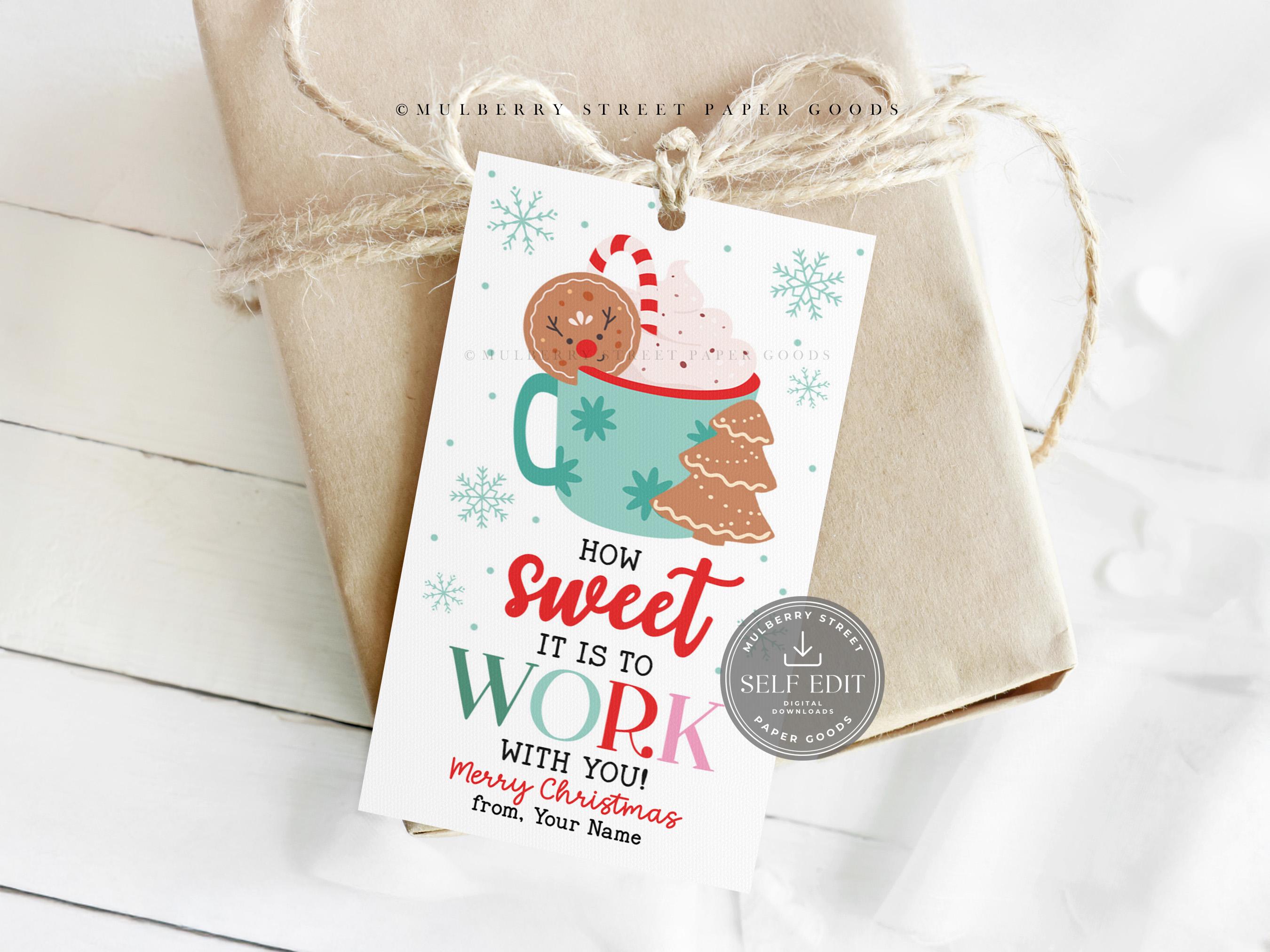 Coworker Christmas Gift Tag Printable Digital Download Canva Template ...