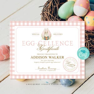 Printable Egg-cellence Certificate Editable Easter Bunny Certificate of ...