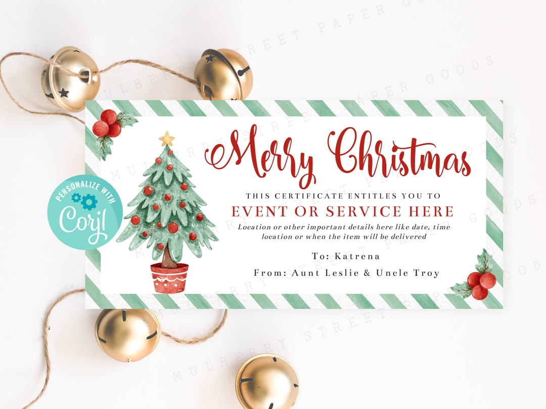 Editable Christmas Gift Certificate Template, Christmas Tree ...