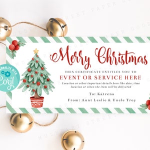 Editable Christmas Gift Certificate Template Digital Gift Voucher ...