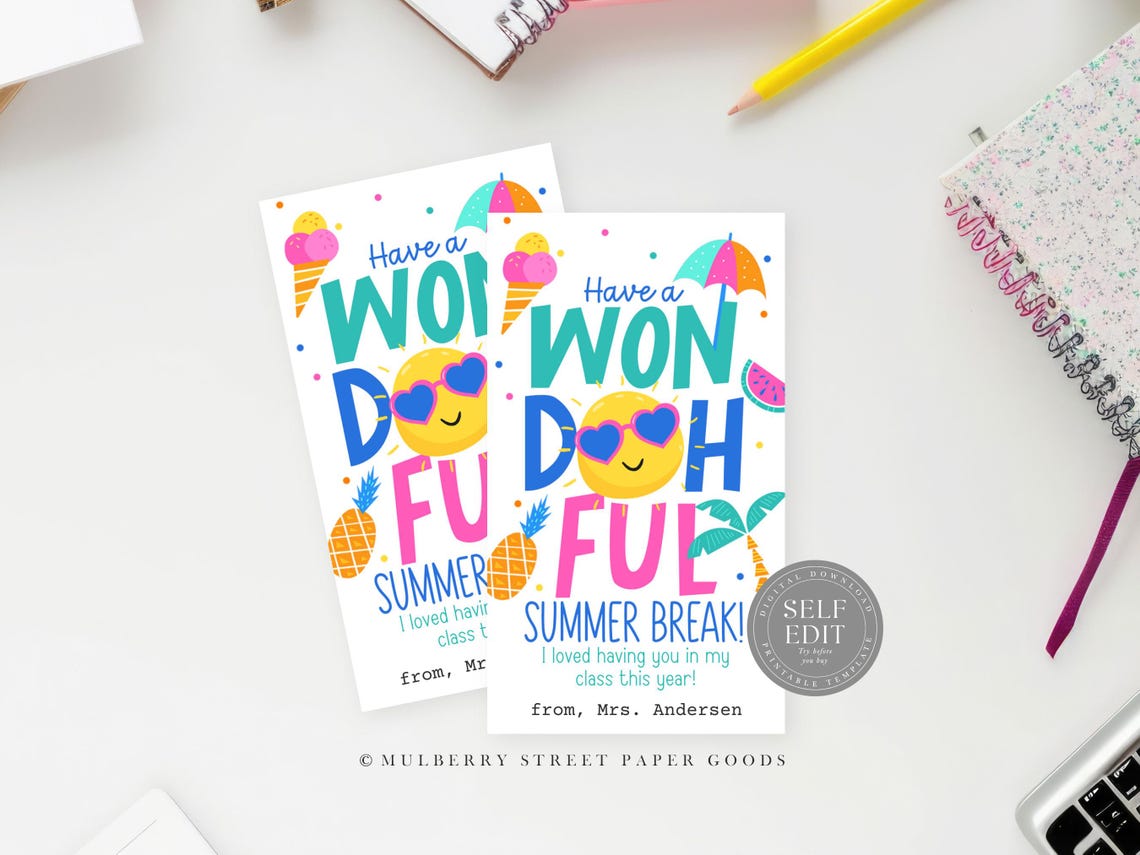 Summer Break Gift Tag Instant Download End of School Year Summer ...