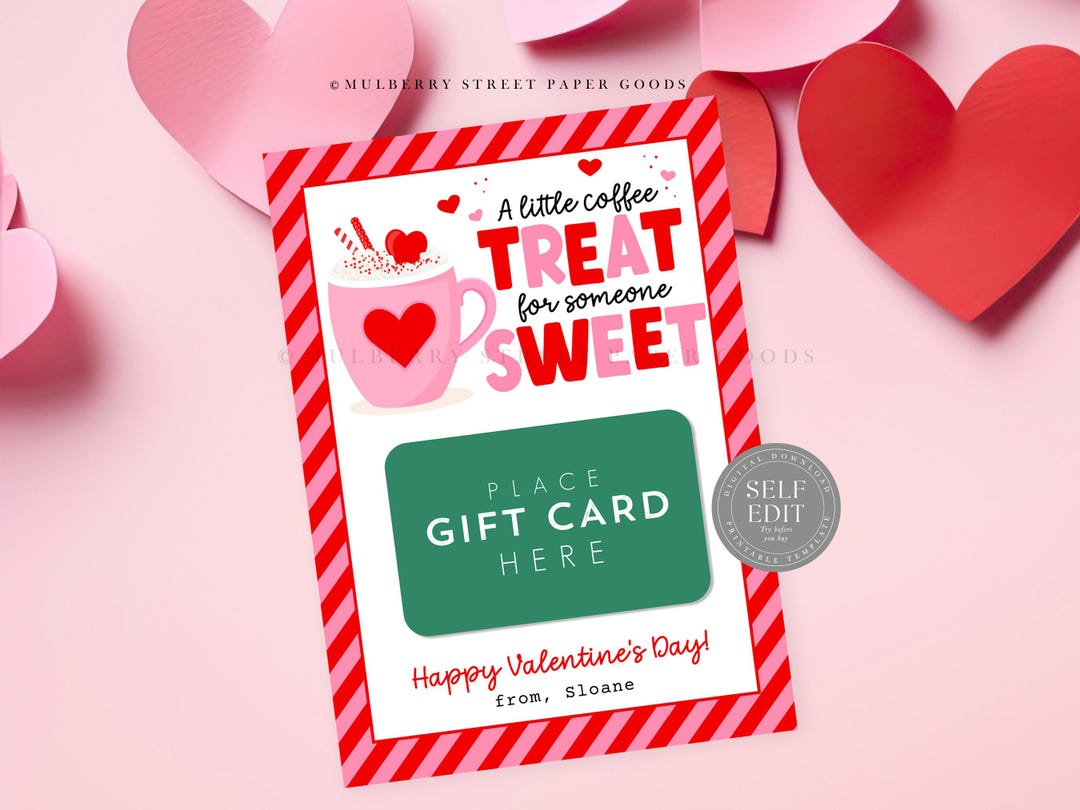 Coffee Valentine's Day Gift Card Holder Printable Coffee Gift Card ...