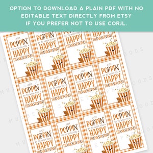 Printable Just Popping by to Say Happy Thanksgiving Gift Tag, Fall ...