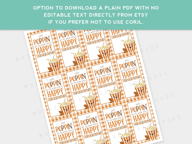 Printable Just Popping by to Say Happy Thanksgiving Gift Tag, Fall ...