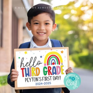 Instant Download Back to School Sign First Day of 3rd Grade Rainbow ...