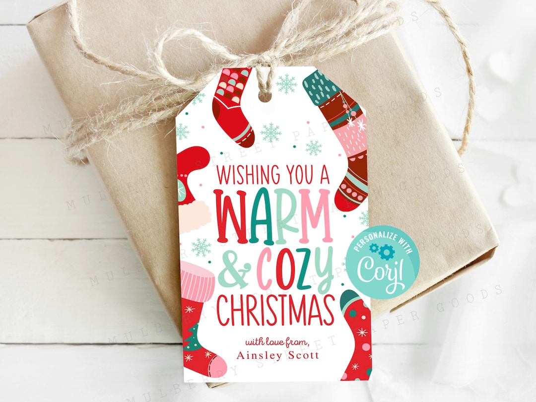 Wishing You a Warm and Cozy Christmas Gift Tag Printable, Fuzzy Socks ...