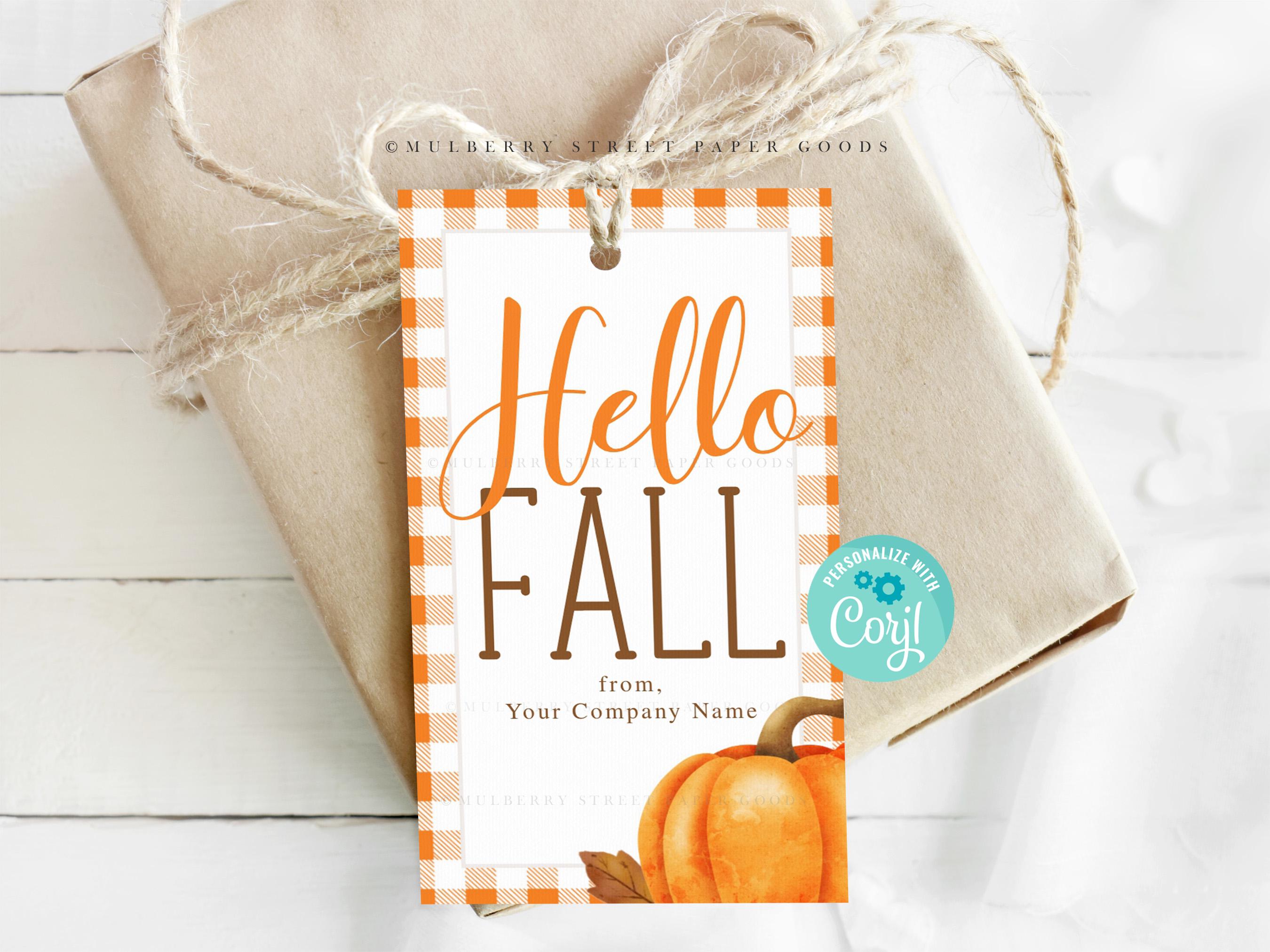 Editable Hello Fall Gift Tag Autumn Treat Tag Printable Teacher Staff ...