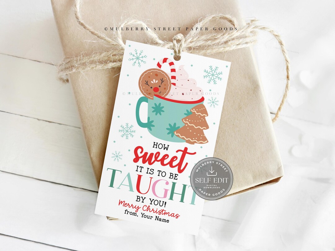 Teacher Christmas Gift Tag Printable Digital Download Canva Template ...