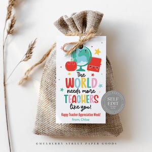 Teacher Appreciation Gift Tag Printable Instant Download Teacher ...