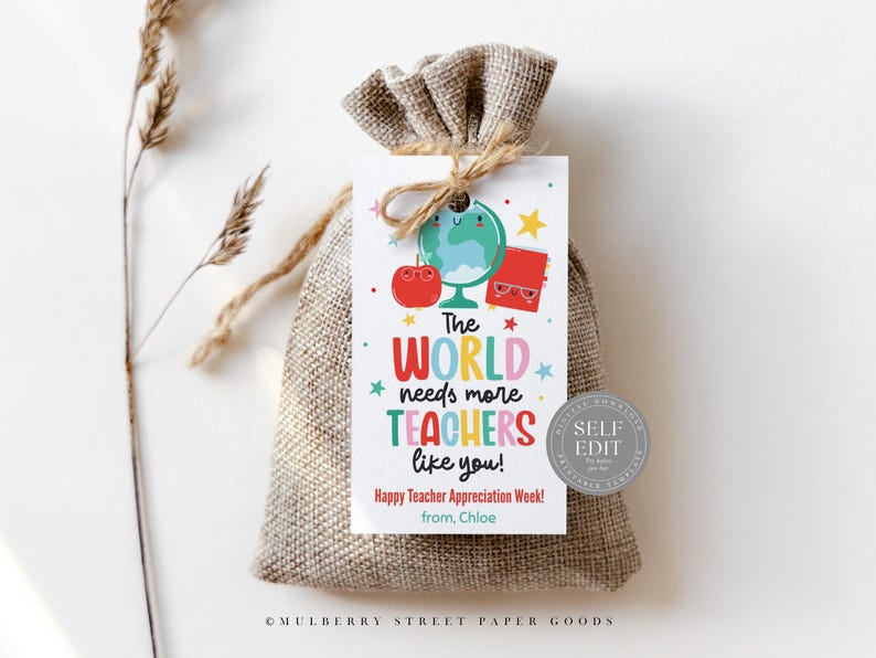 Teacher Appreciation Gift Tag Printable Instant Download Teacher ...