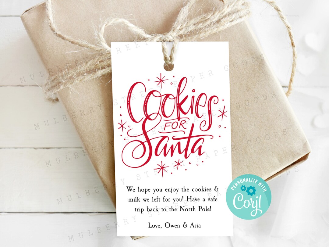 Instant Download Cookies for Santa Gift Tag, Customizable Cookies for ...